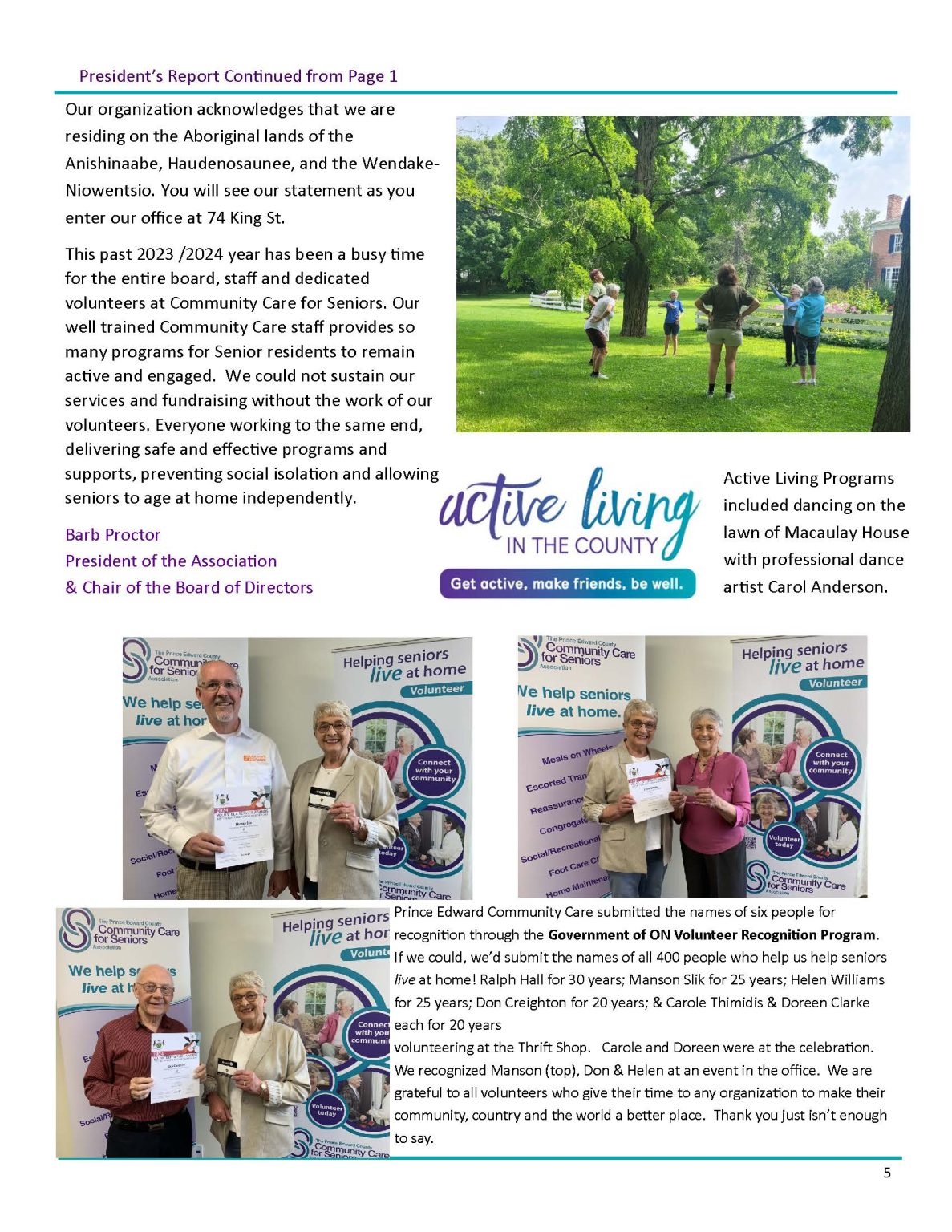 Our Organization – The Prince Edward County Community Care for Seniors